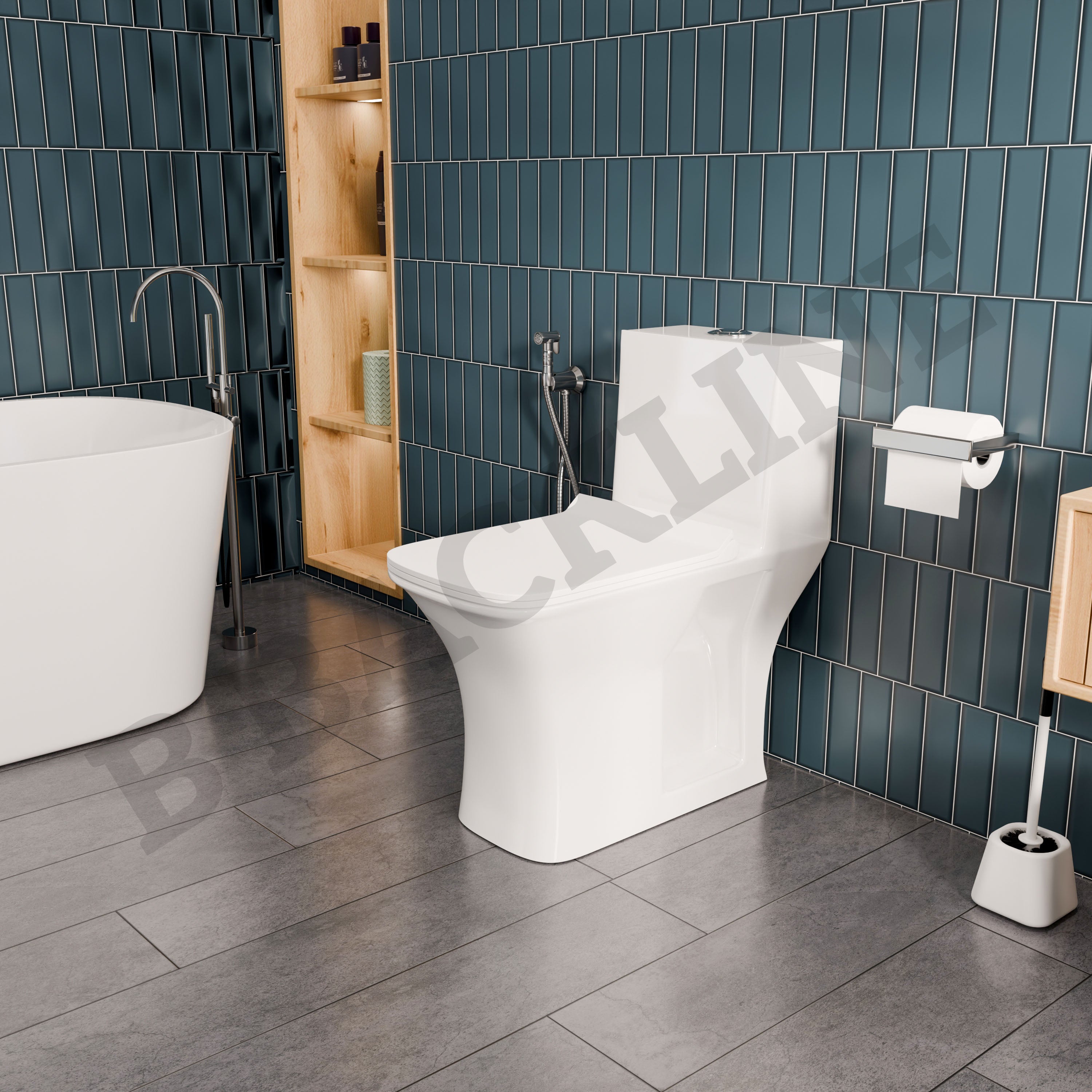 B Backline Ceramic One-Piece Washdown Toilet Western Commode in White