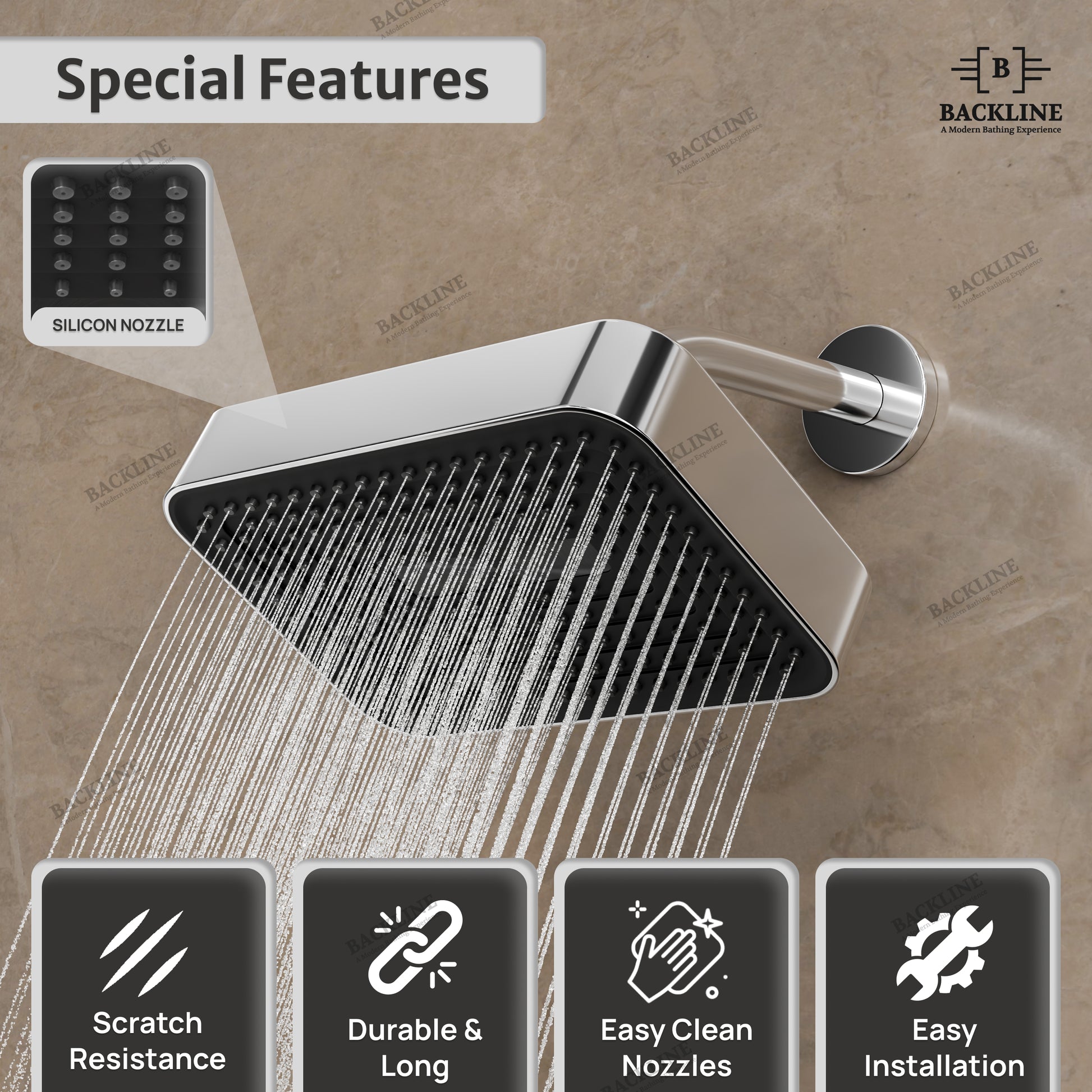 Shower Head High-Pressure, Rainfall Overhead Shower (Without Arm) 15 c