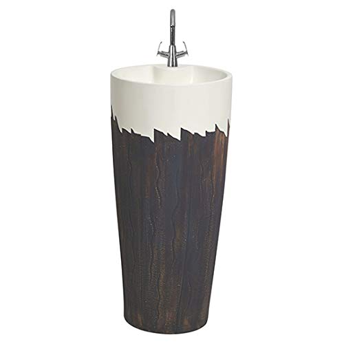 B Backline Ceramic Pedestal Wash Basin Free Standing Round 15 Inch Rou