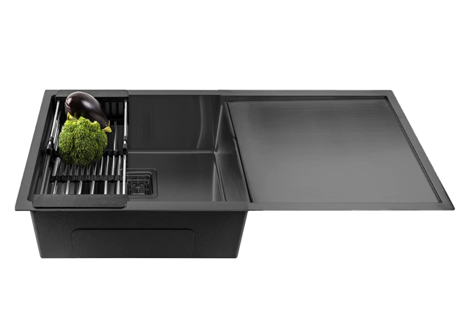 B Backline Kitchen Sink Single Bowl with Drainboard 37 x 18 x 9 Inches